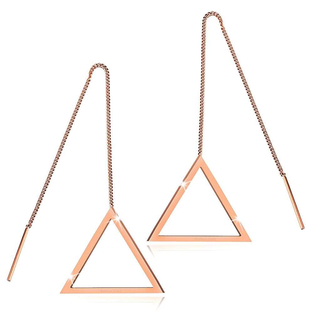 Geo Triangle Threader Earrings - Bullion Gold