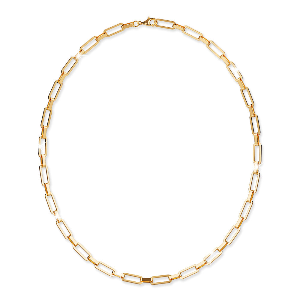 Rectangle Link Chain Necklace in Gold - Bullion Gold