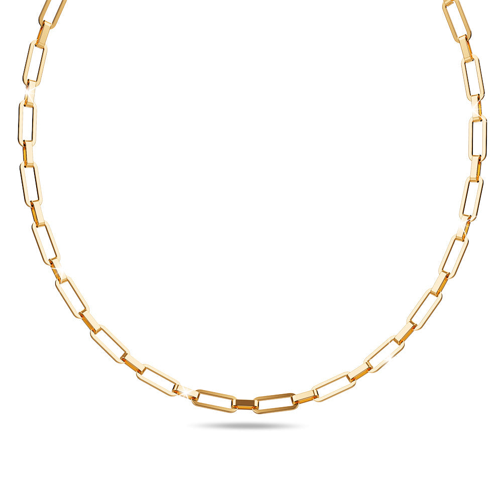 Rectangle Link Chain Necklace in Gold - Bullion Gold
