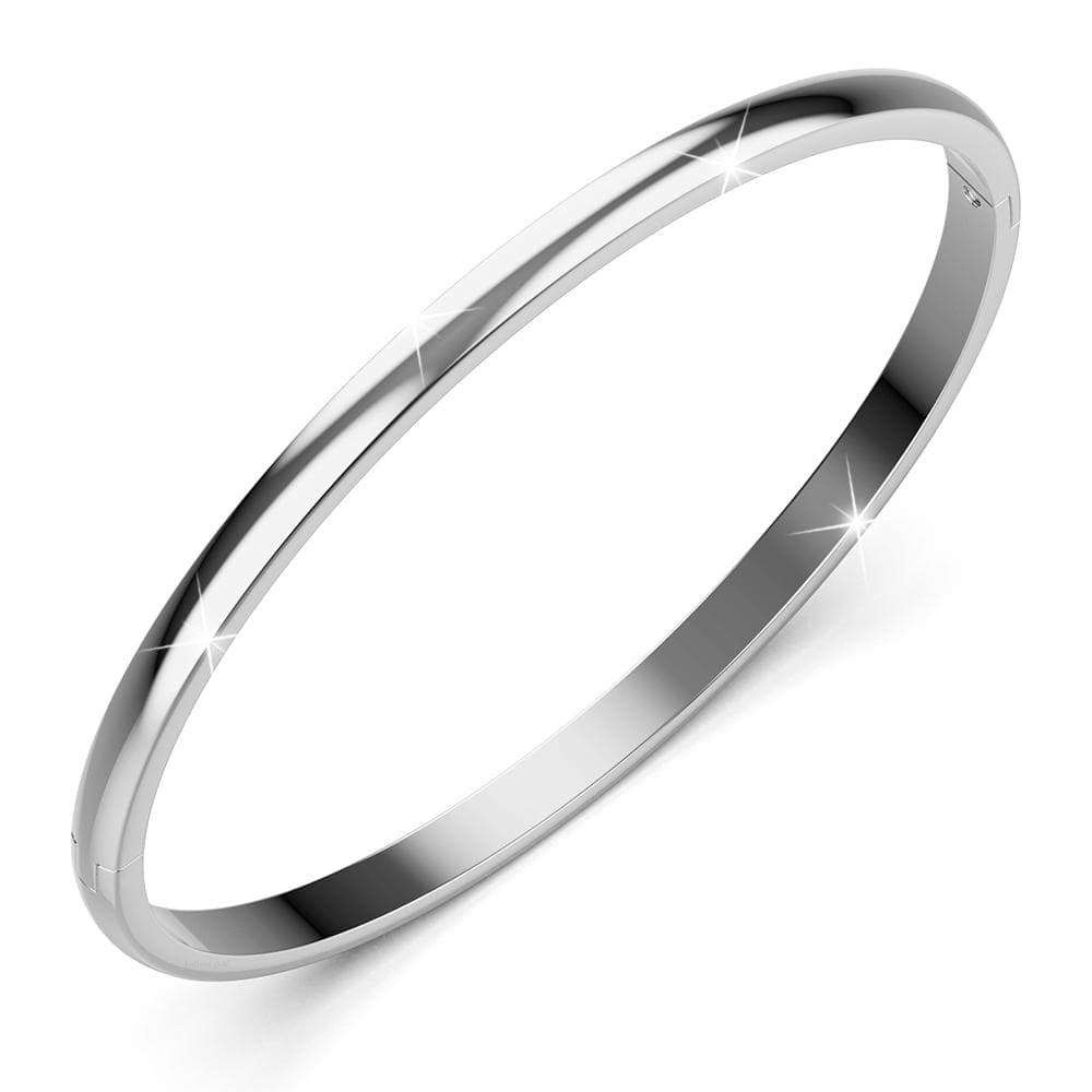 Solid Round Stainless Steel Bangle with a High Polish Finish - Bullion Gold