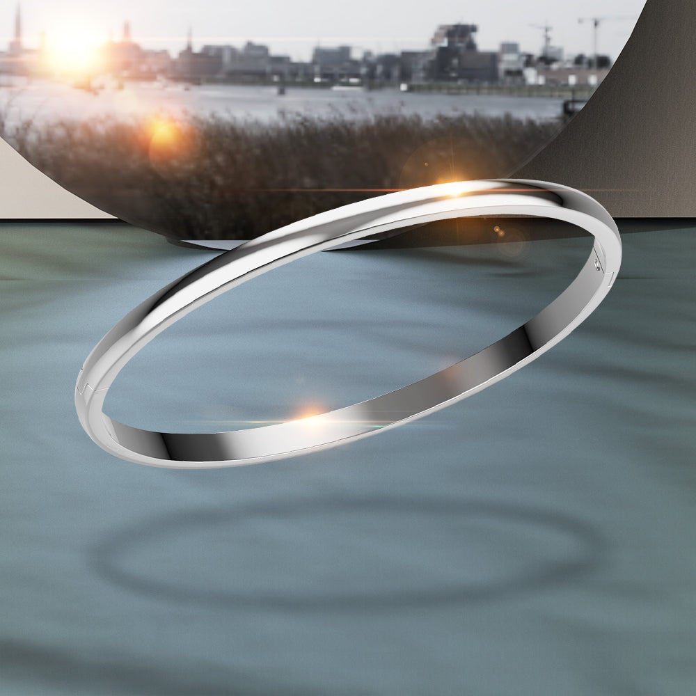 Solid Round Stainless Steel Bangle with a High Polish Finish - Bullion Gold