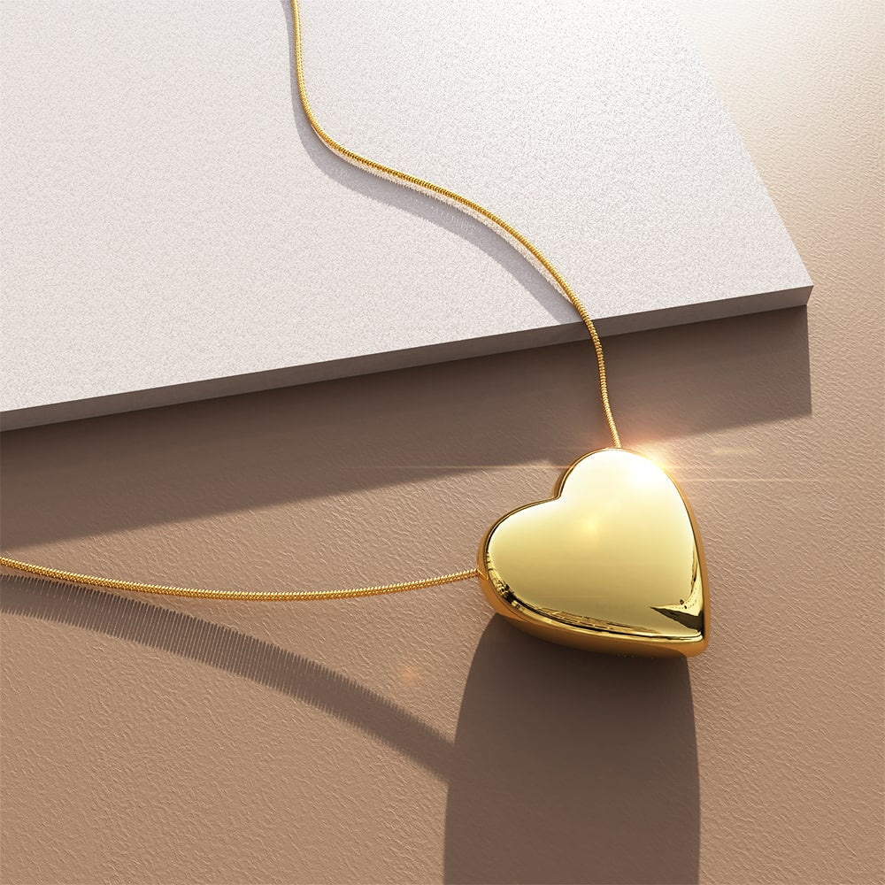 Solid Heart Necklace in Gold - Bullion Gold