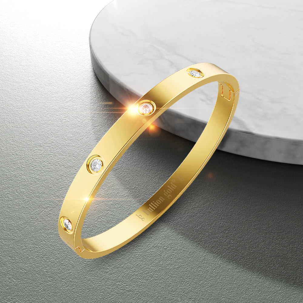 Cecelia Stainless Steel Bangle in Gold - Bullion Gold