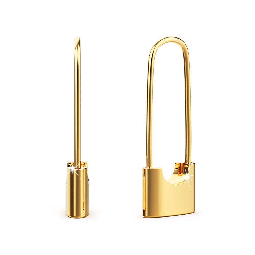 Boxed Dainty Lock Earrings and Pearl Necklace Set in Gold - Bullion Gold