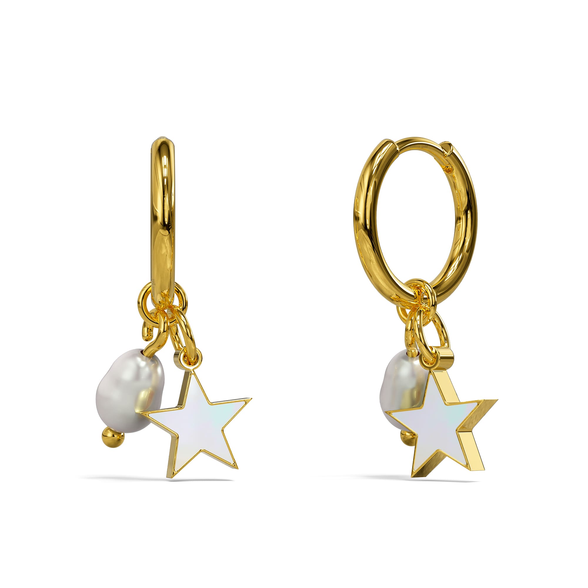 Star & Pearl Earrings - Bullion Gold