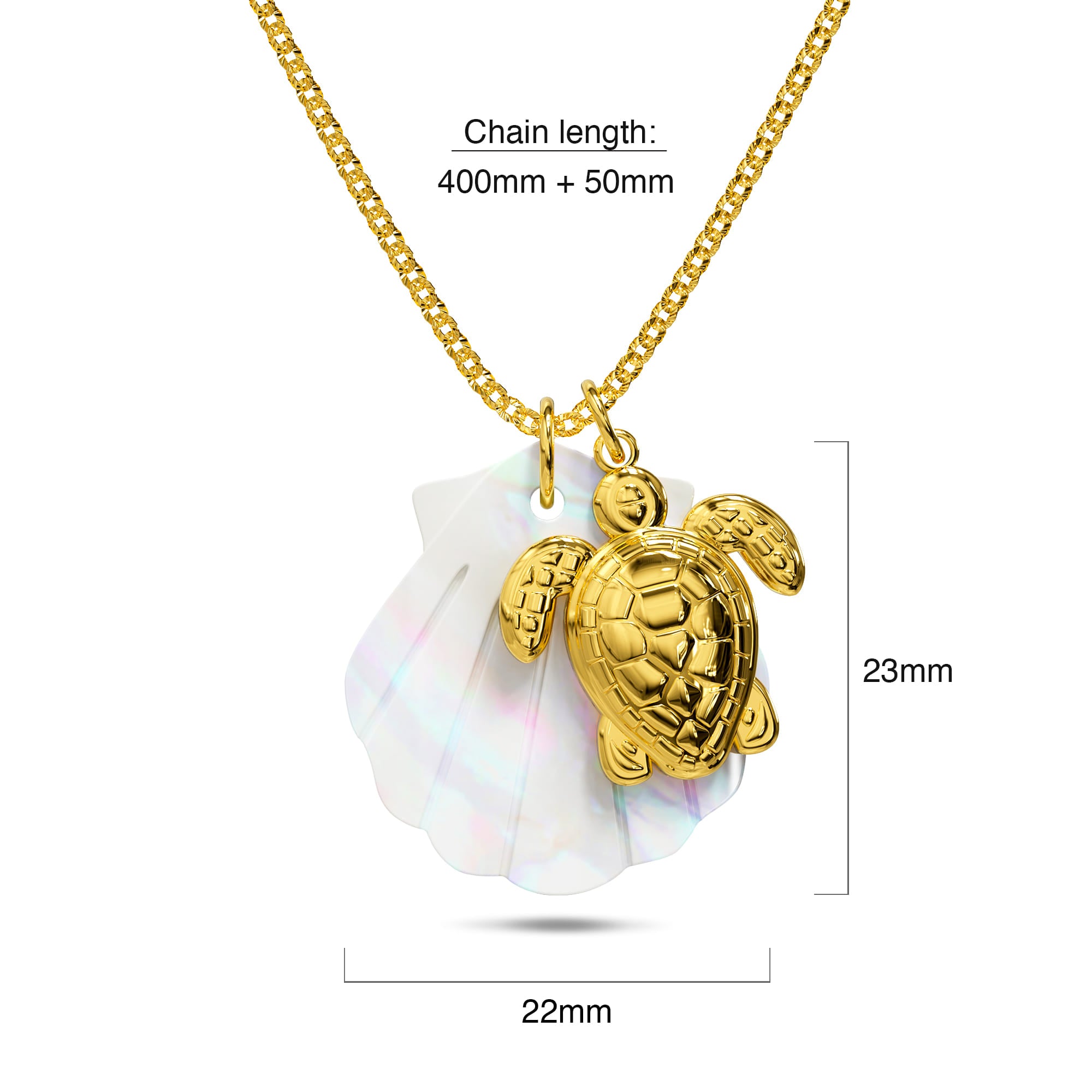 Pearl Shell & Gold Sea Turtle Necklace - Bullion Gold