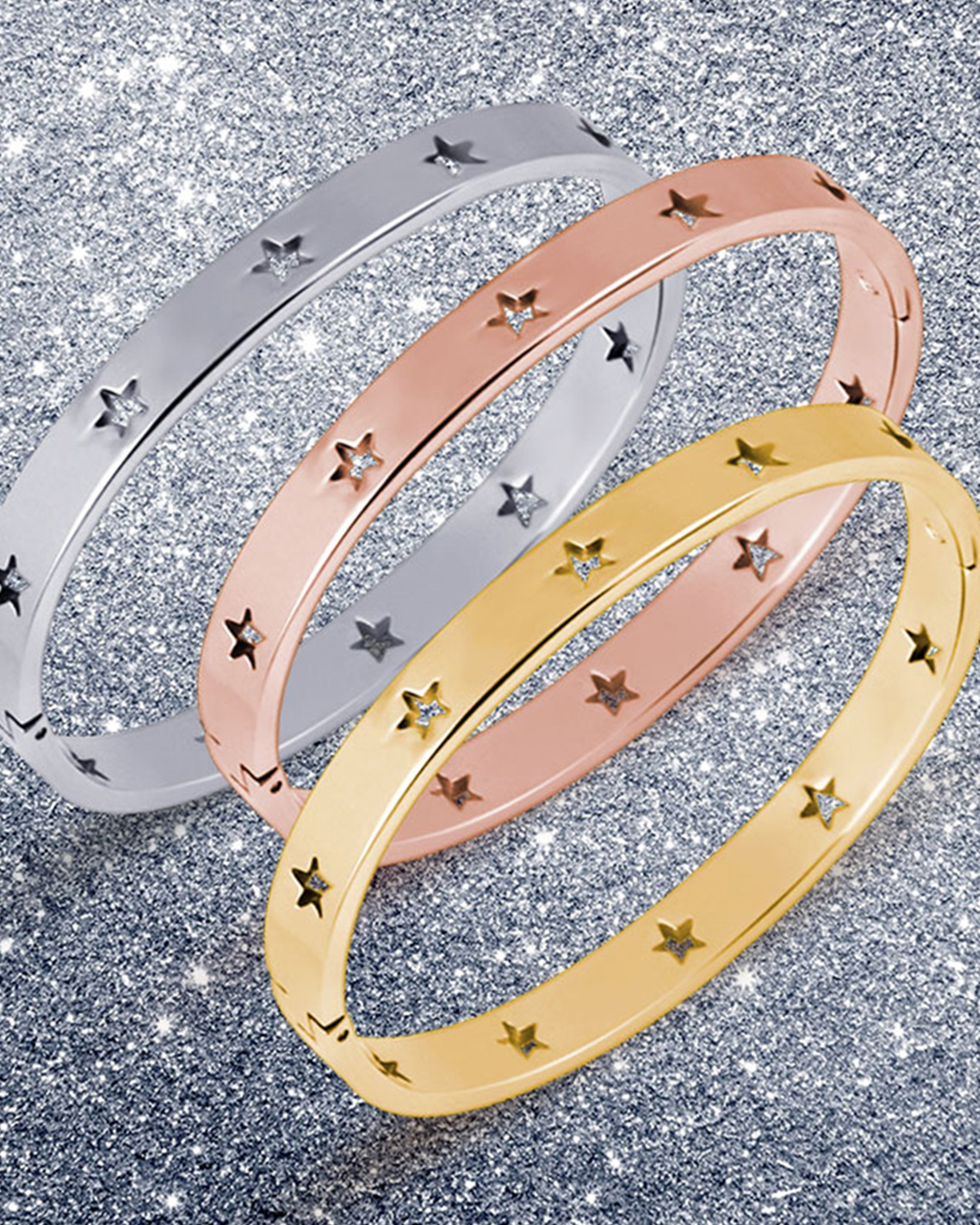 Bellatrix Star White Gold Layered Bangle - Bullion Gold