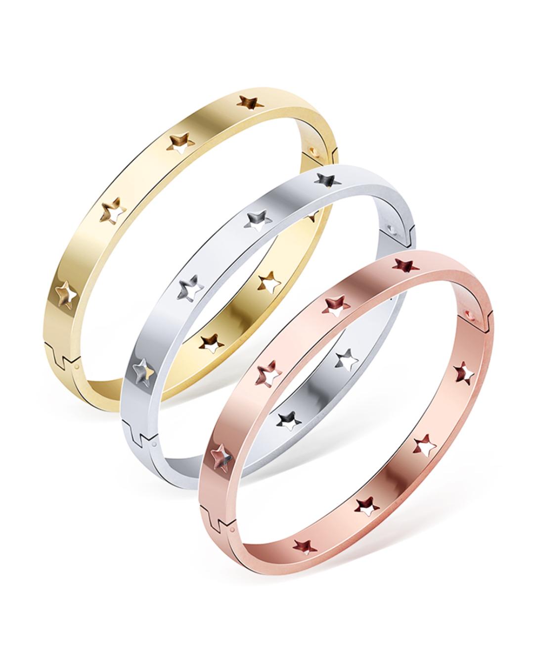 Bellatrix Star White Gold Layered Bangle - Bullion Gold