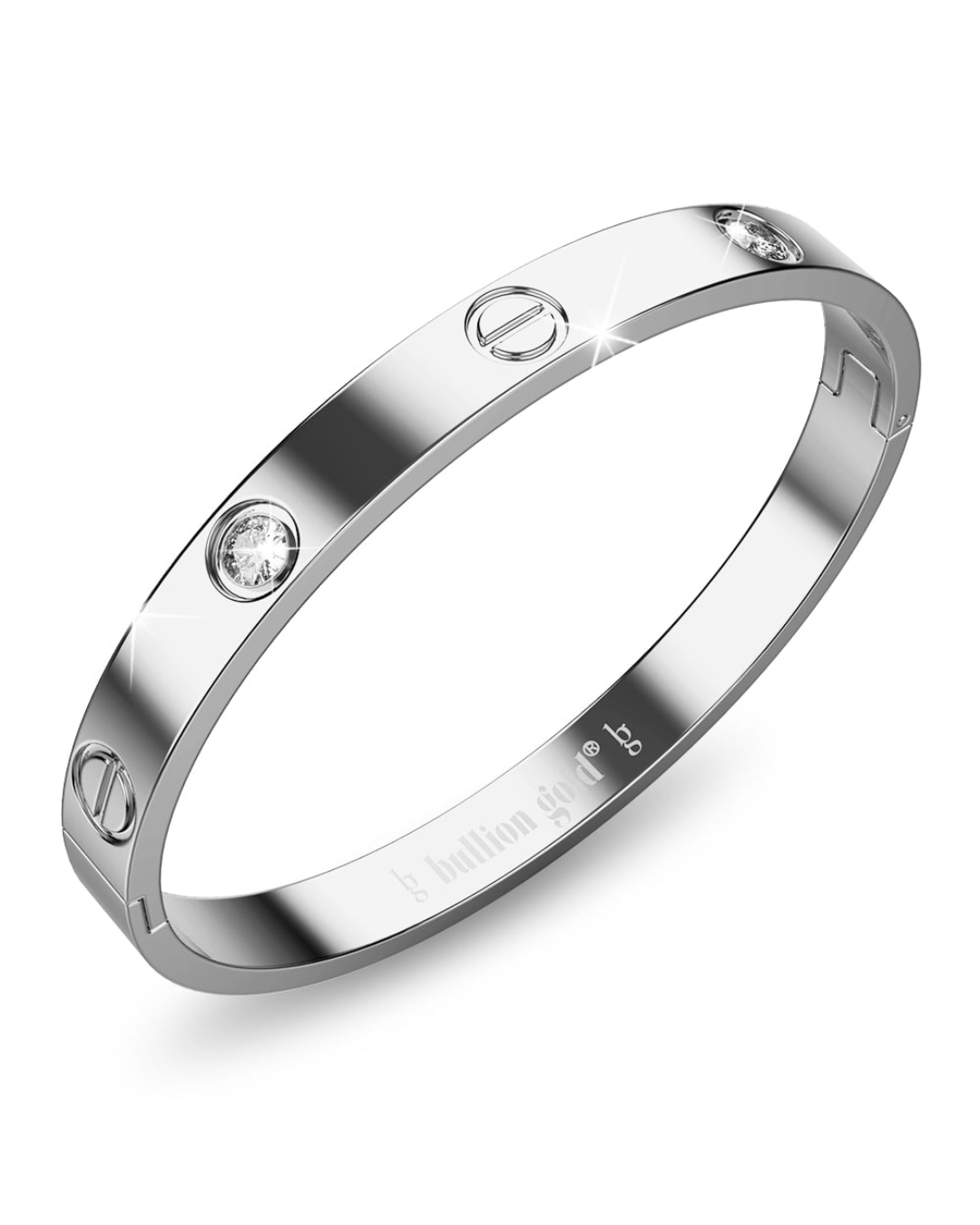 Carrie Stainless Steel Bangle in White Gold - Bullion Gold