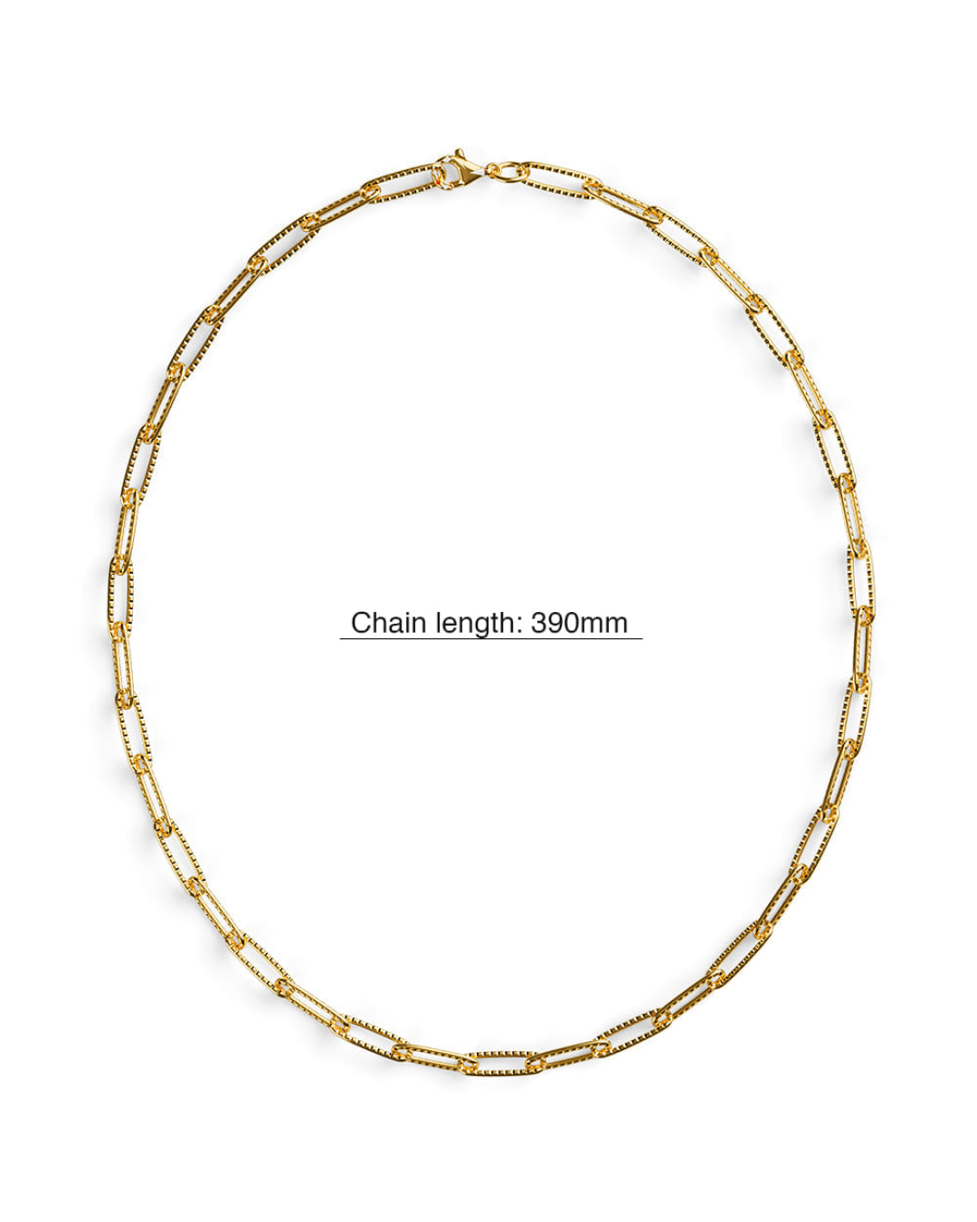 Textured Paper-Clip Link Chain Necklace in Gold - Bullion Gold