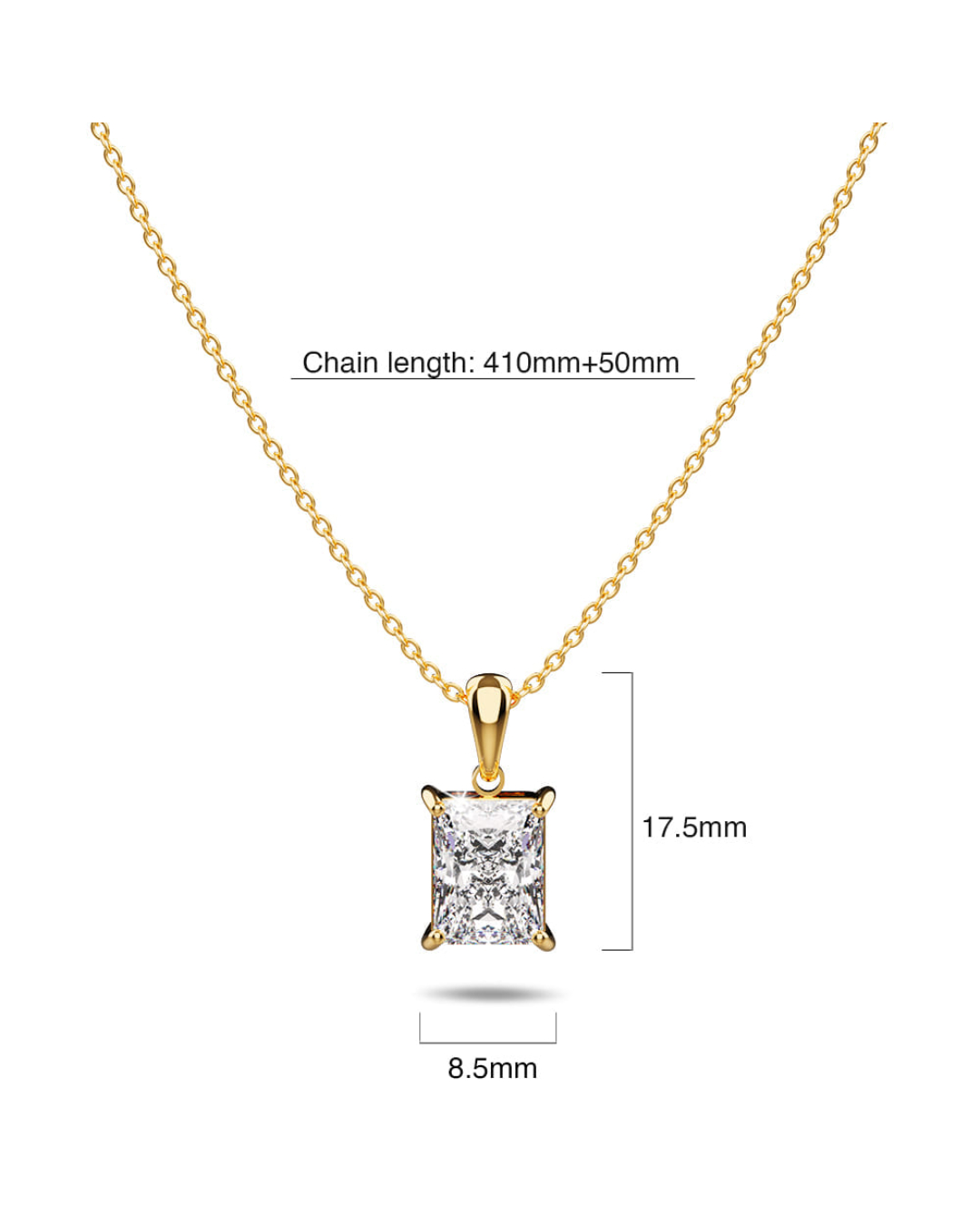 Clear Robyn Rectangular Pendant Necklace - Bullion Gold