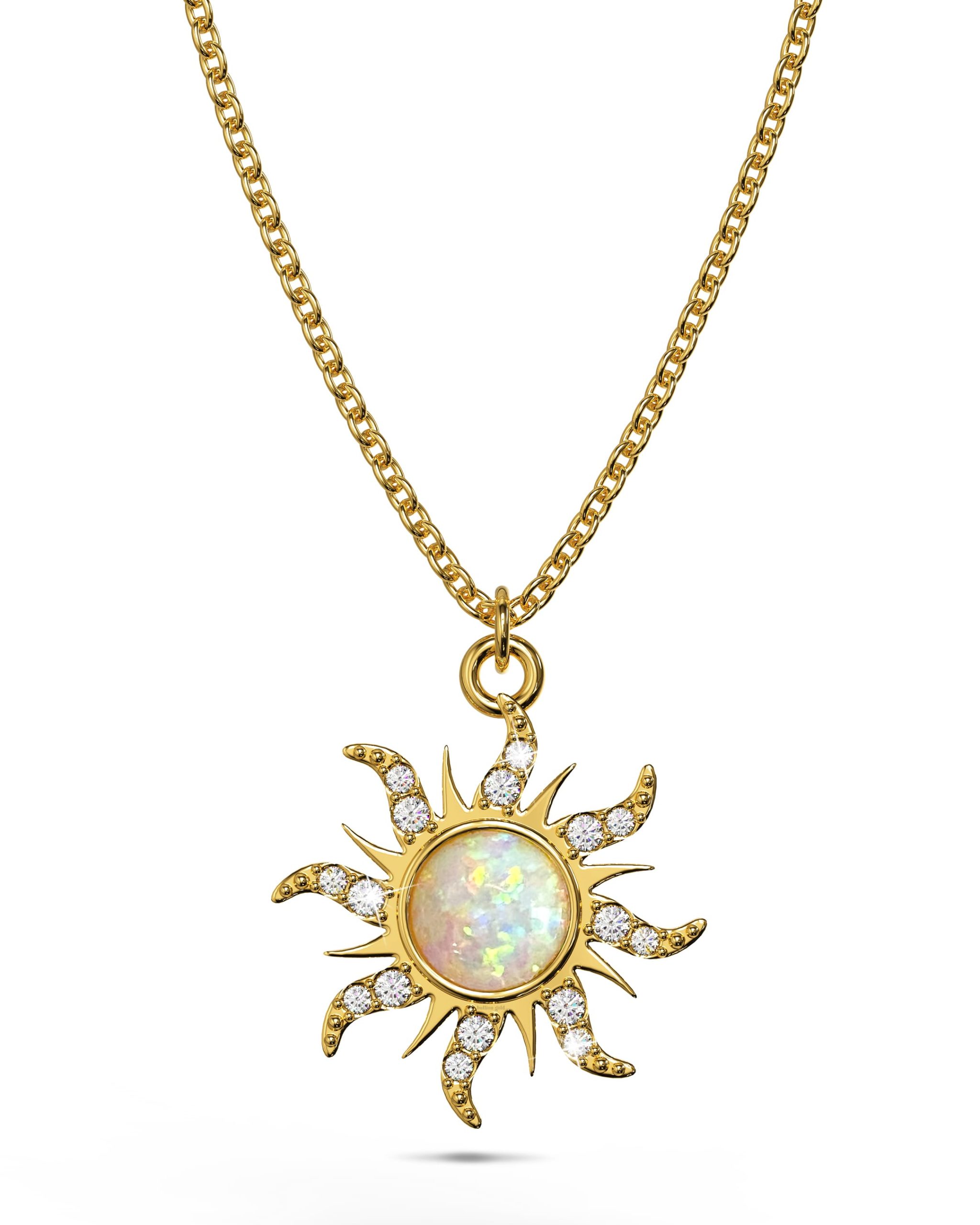 Celestial Opal Sun Necklace - Bullion Gold