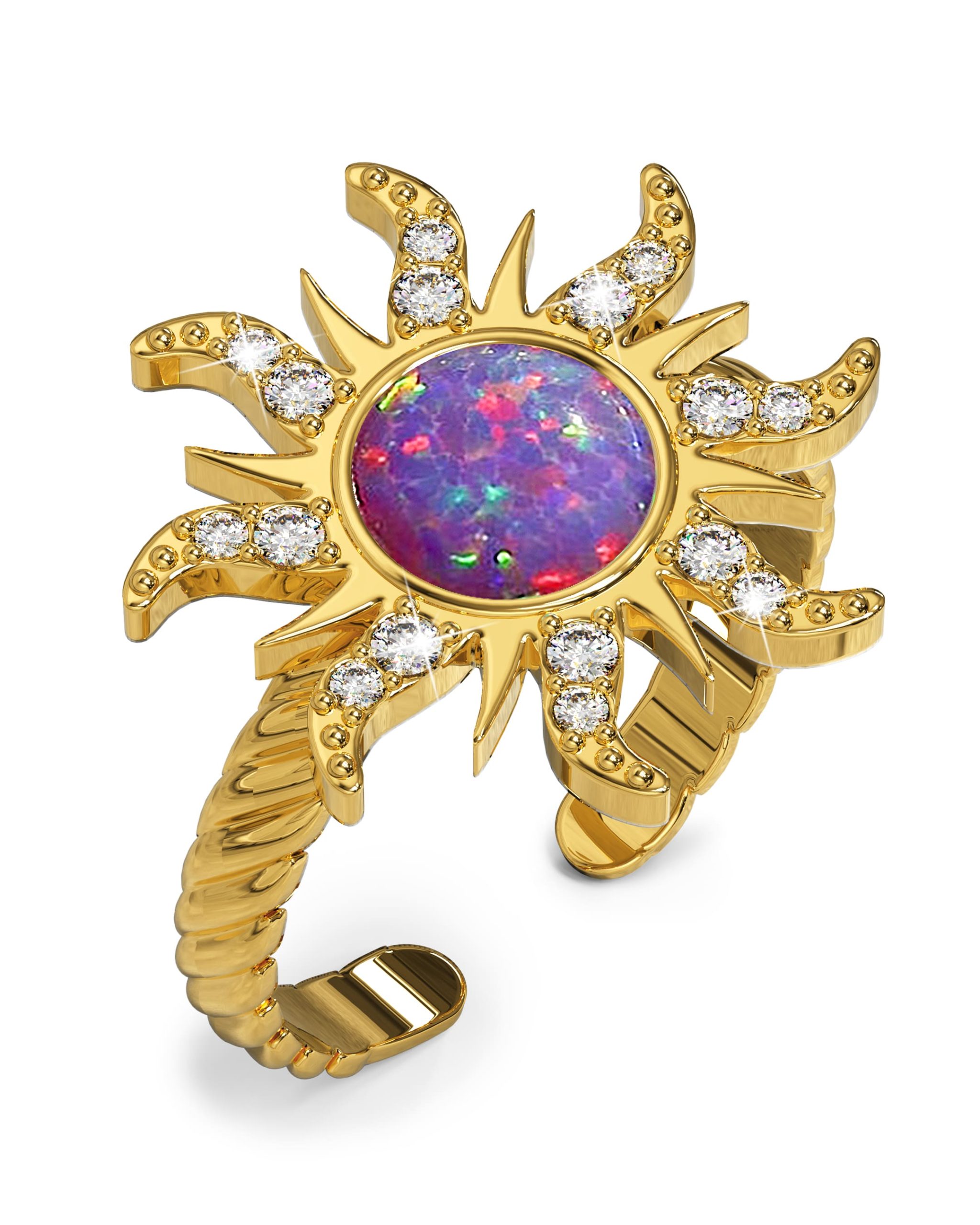 Rapunzel Opal Sun Ring - Bullion Gold