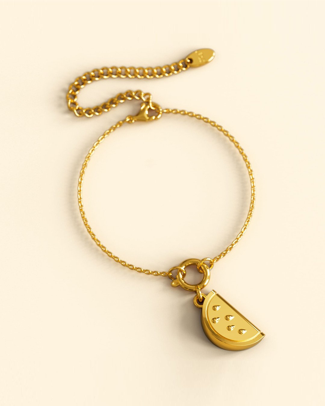 Watermelon Slice Gold Charm Bracelet - Bullion Gold